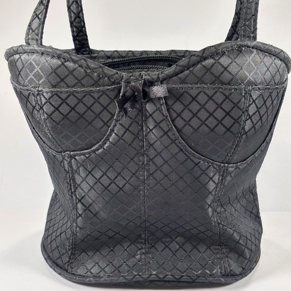 Bags | Gothic Corset Style Handbag Black Diamond Pattern Laceup Ribbon ...